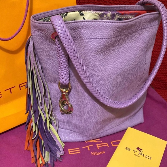 Etro | Bags | Euc Like New Etro Leather Bag With Suede Fringe Comes ...